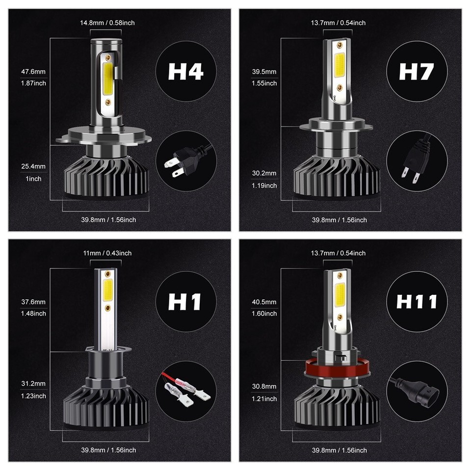MGT 9006 HB4 LED Headlight Bulbs High Beam 6000K White 16000LM High ...