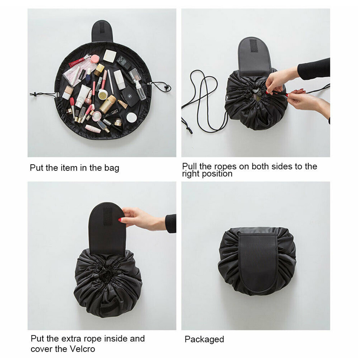 Portable Drawstring Makeup Bag Travel Cosmetic Bag Pouch Toiletry ...