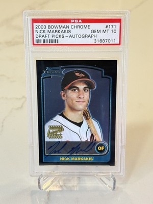 2003 Bowman Chrome Draft Picks Autograph #171 Nick Markakis Rookie RC ...