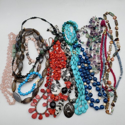 2lb Lot Assorted Wearable Stone Jewelry - Coral Quartz Turquoise Pearl ...
