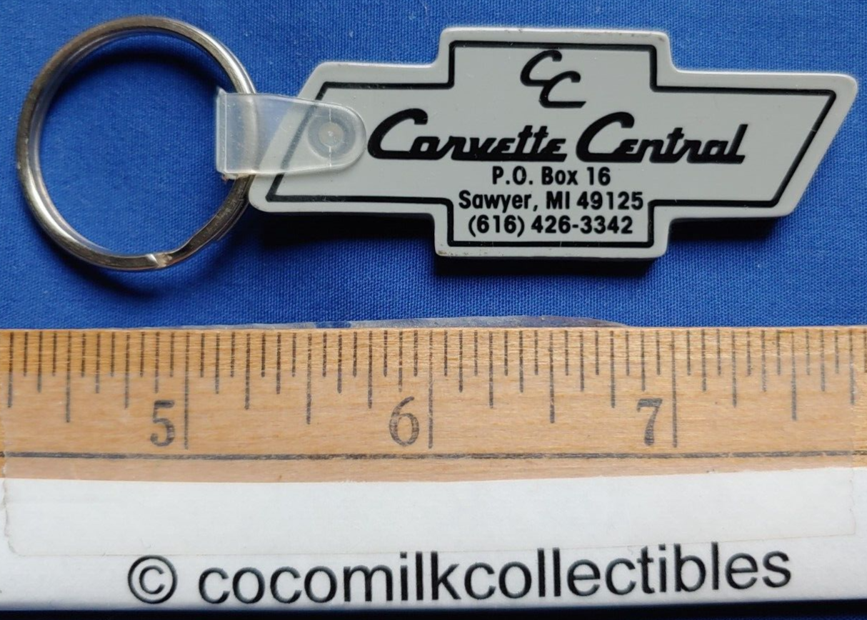 Vintage Keychain Rubber Corvette Central Sawyer Michigan CC Chevy ...