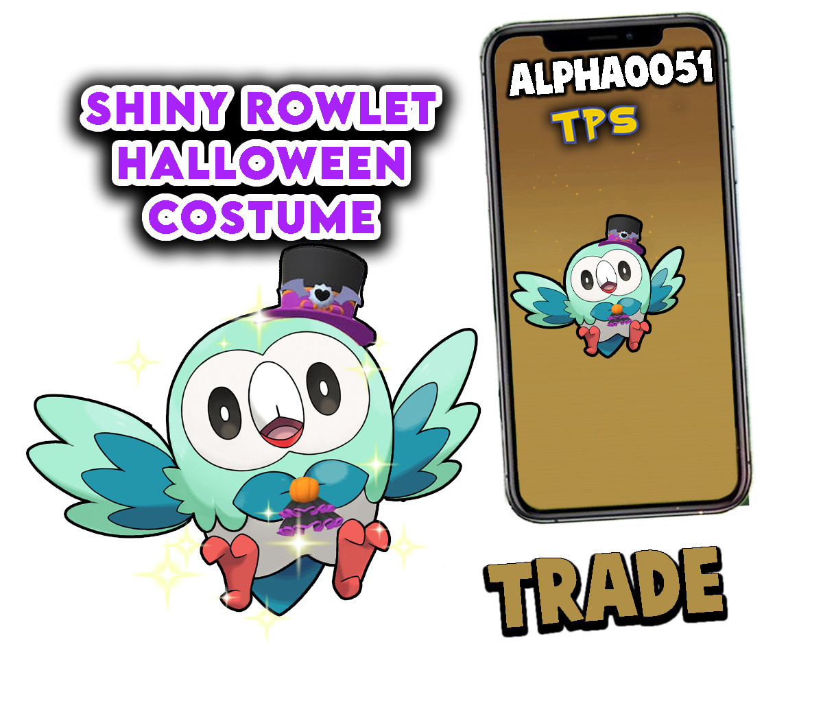 Pokemon Shiny Rowlet Haloween Costume Trade Ultrafriend or Registered ...