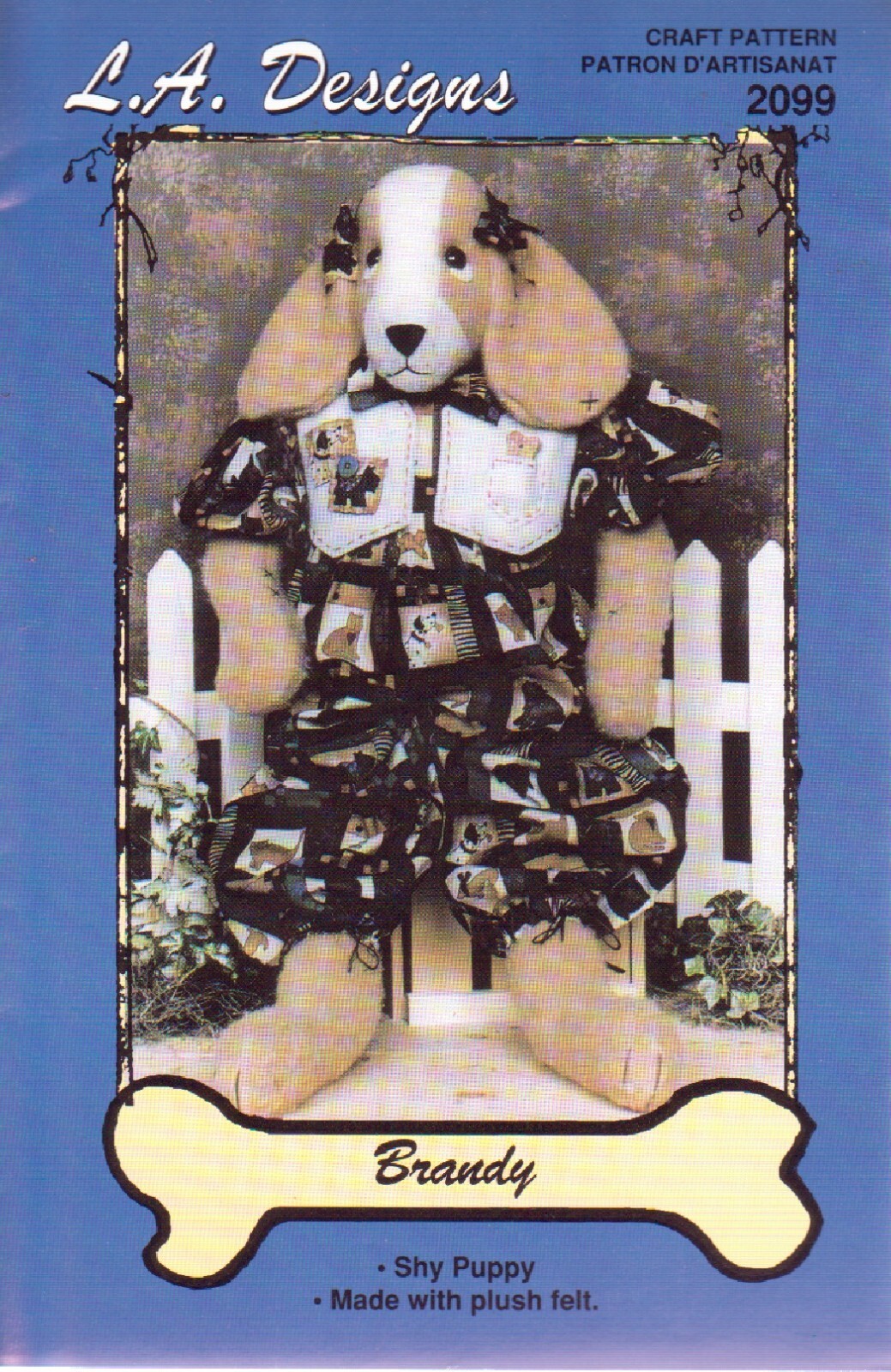 BRANDY A 24" SHY PUPPY MADE WITH PLUSH FELT DATED 1996 BY L.A. DESIGNS ...