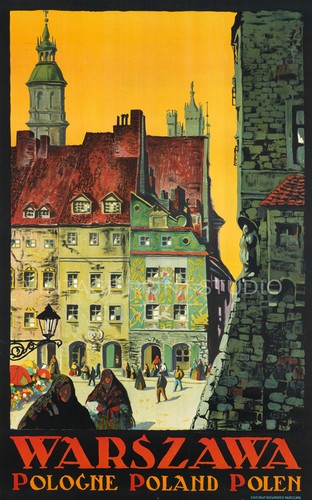 Poland Warszawa 1925 Vintage Travel Advertising Giclee Canvas Print ...
