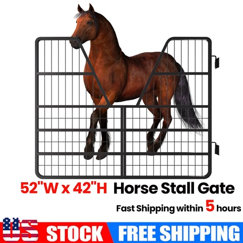 Horse Stall Gate, 52" x 42" Heavy Duty Horse Stall Guard with Yoke ...