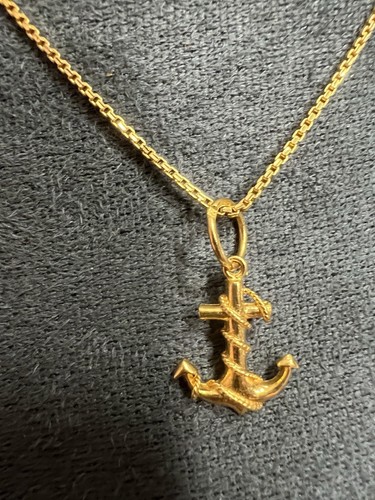 Genuine 22K Solid Yellow Gold Pendant And Box Chain | eBay