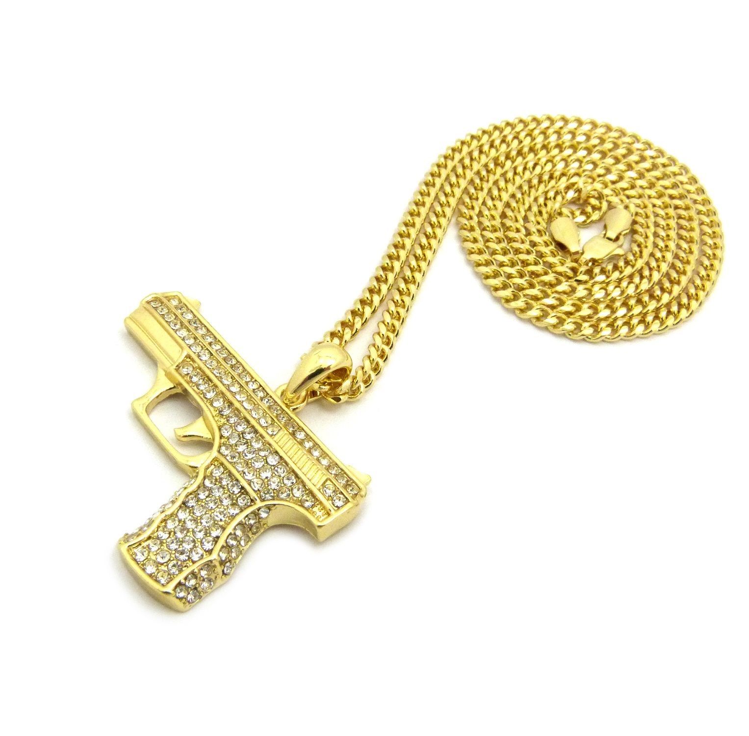 MENS MACHINE GUN AK47 CHOPPER ,UZI WEAPON, GUN,PENDANT BOX CHAIN 3 ...