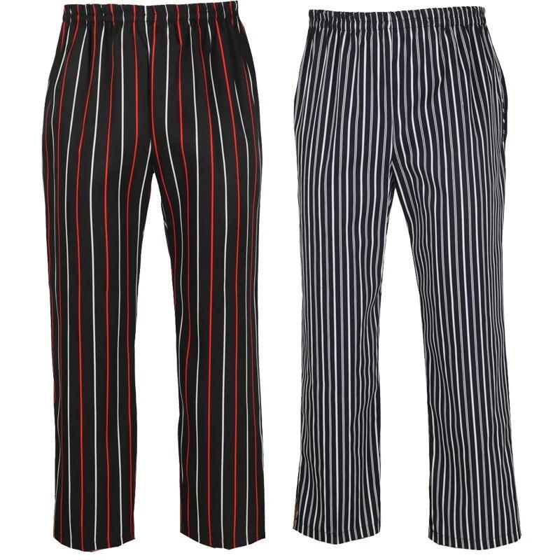 Chef Pants Cook Kitchen Trousers Catering Work Baggy Elastic Waist ...