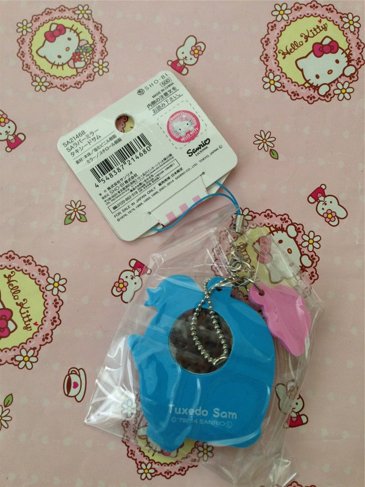Sanrio Tuxedo Sam Mini Mirror Key Ring Chain Trinket Cell Phone Strap ...