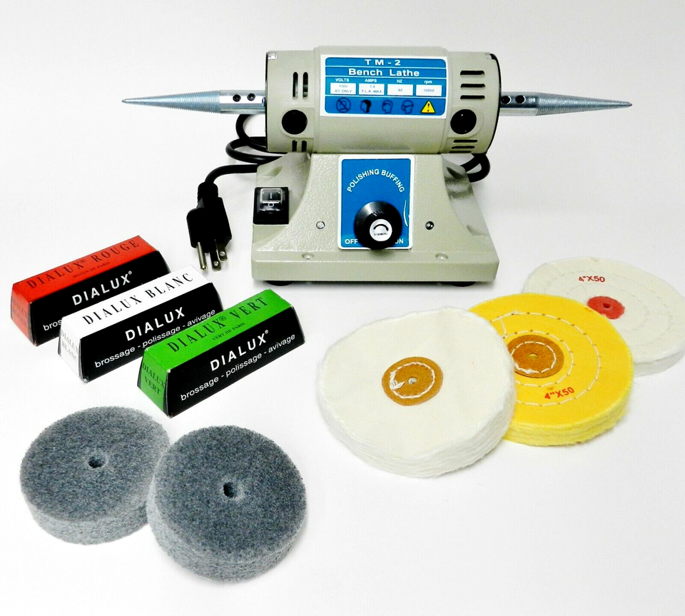 Bench Top Buffer Polisher Kit Variable Speed Motor with Set Buffs ...