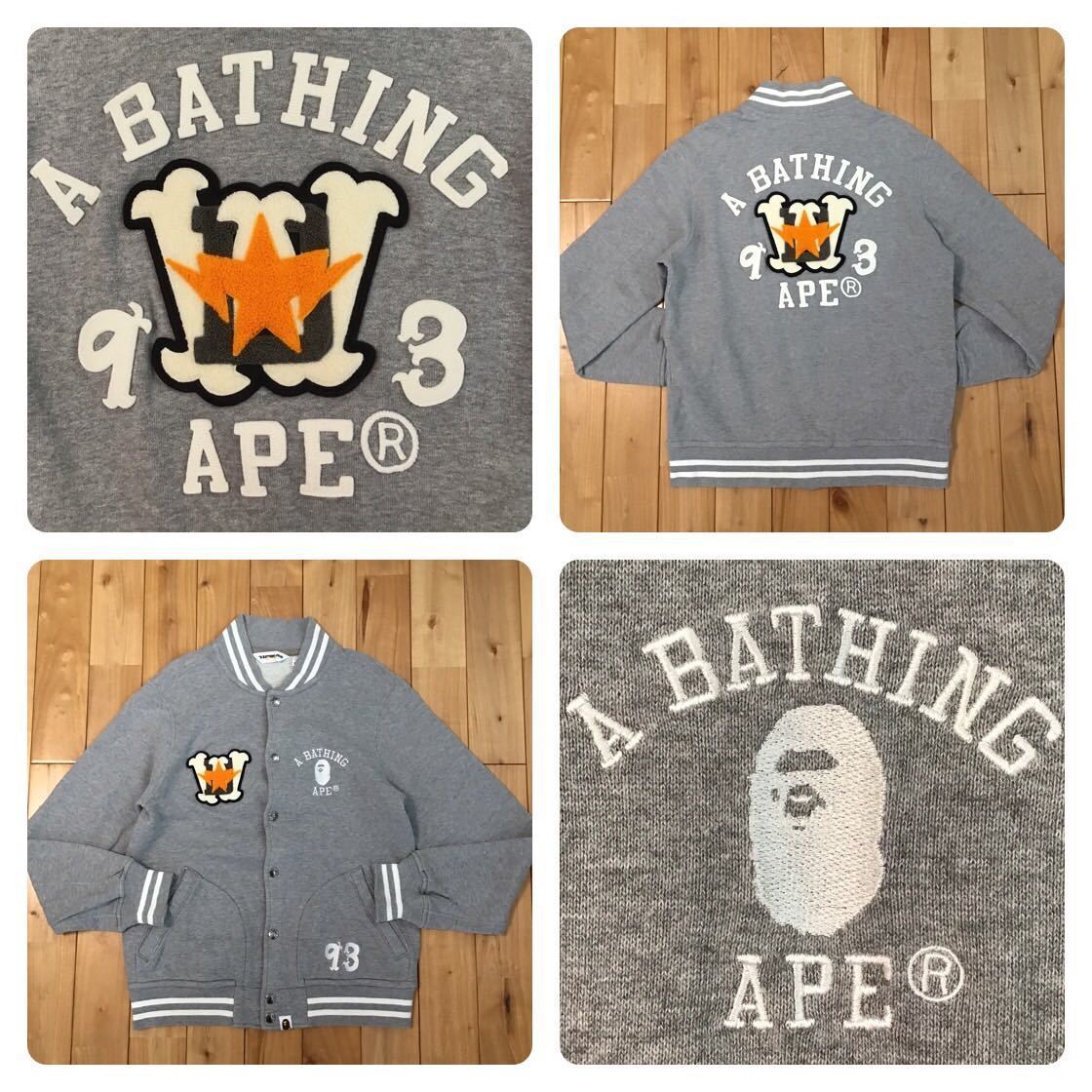 BAPESTA emblem sweat varsity jacket bomber BAPE Gray … - Gem