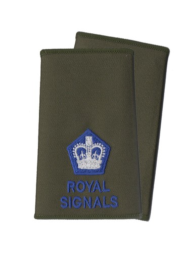 Pair of Royal Signals Blue on Olive Green Rank Slides ( British Army ...