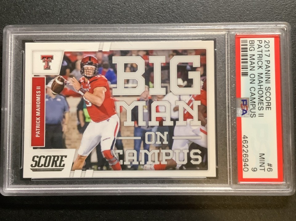 PATRICK MAHOMES II 2017 SCORE BIG MAN ON CAMPUS ROOKIE #6 RC PSA 9 ...