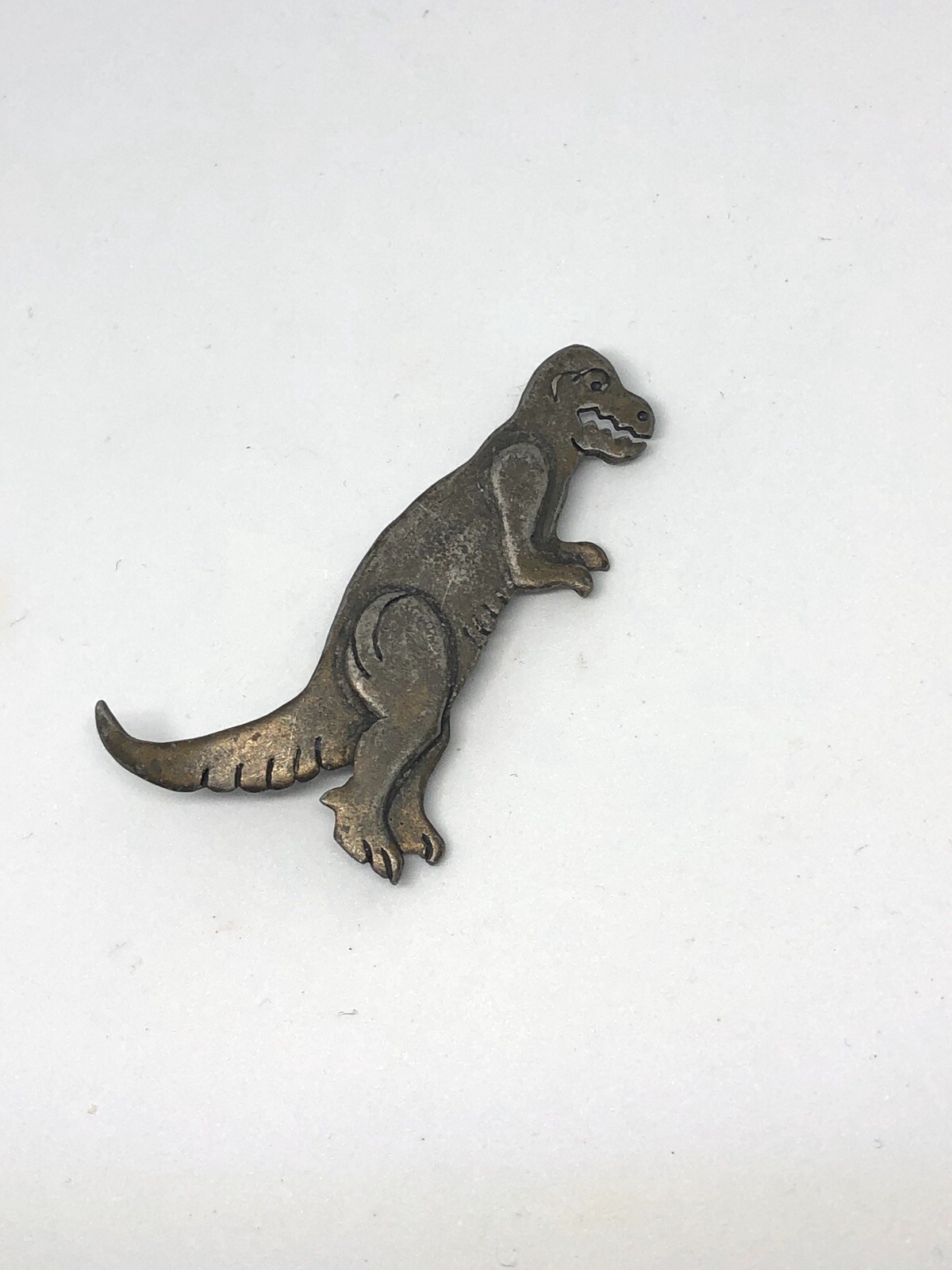 Vintage Pewter T Rex Dinosaur Pin Gem
