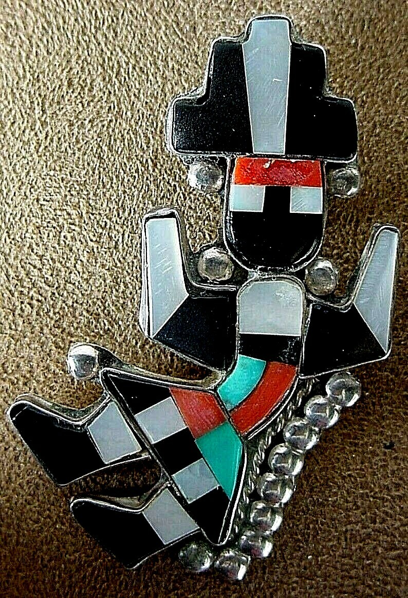 VINTAGE ZUNI RAINBOW MAN STERLING SILVER MULTI-STONE … - Gem