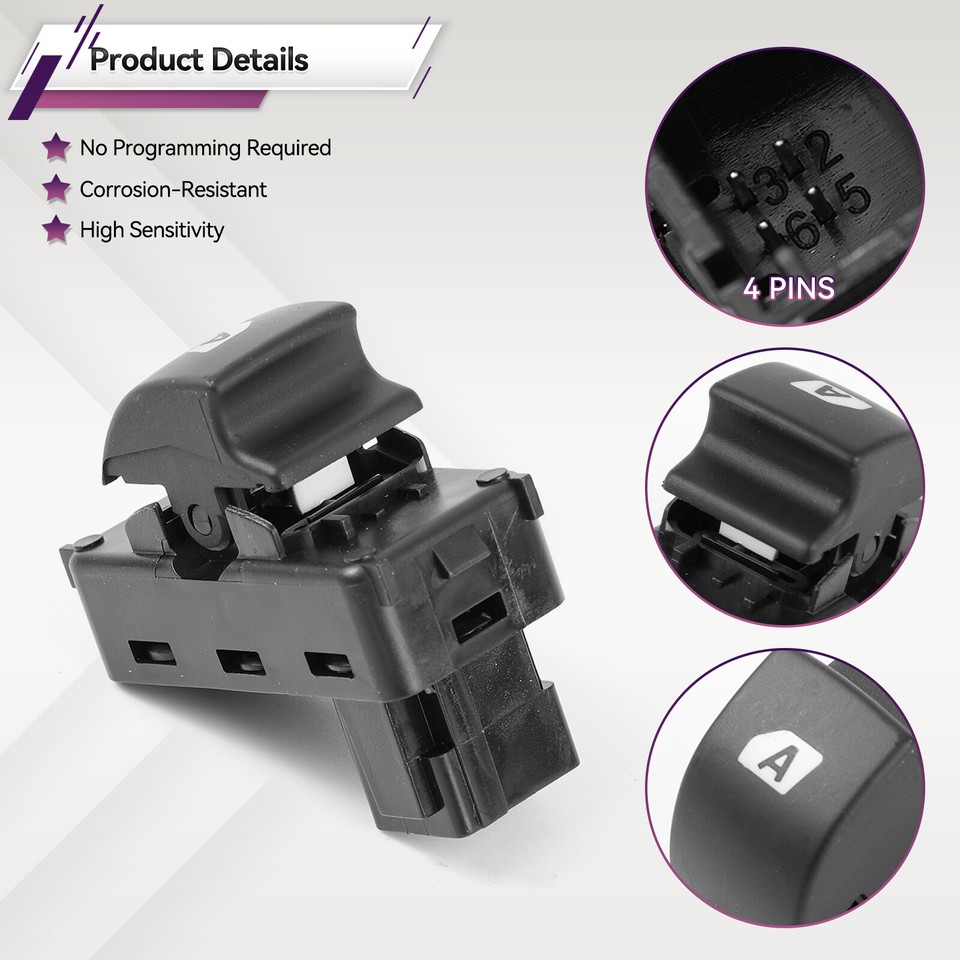 Driver Side Window Control Switch 6490.HQ 6490.E3 For Citroen Berlingo ...