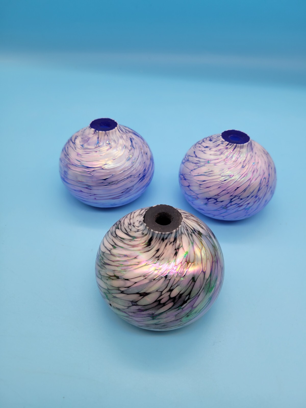 Vtg BALOS Art Glass Mouth Blown Iridescent Vase Oil Lamp Decor ...