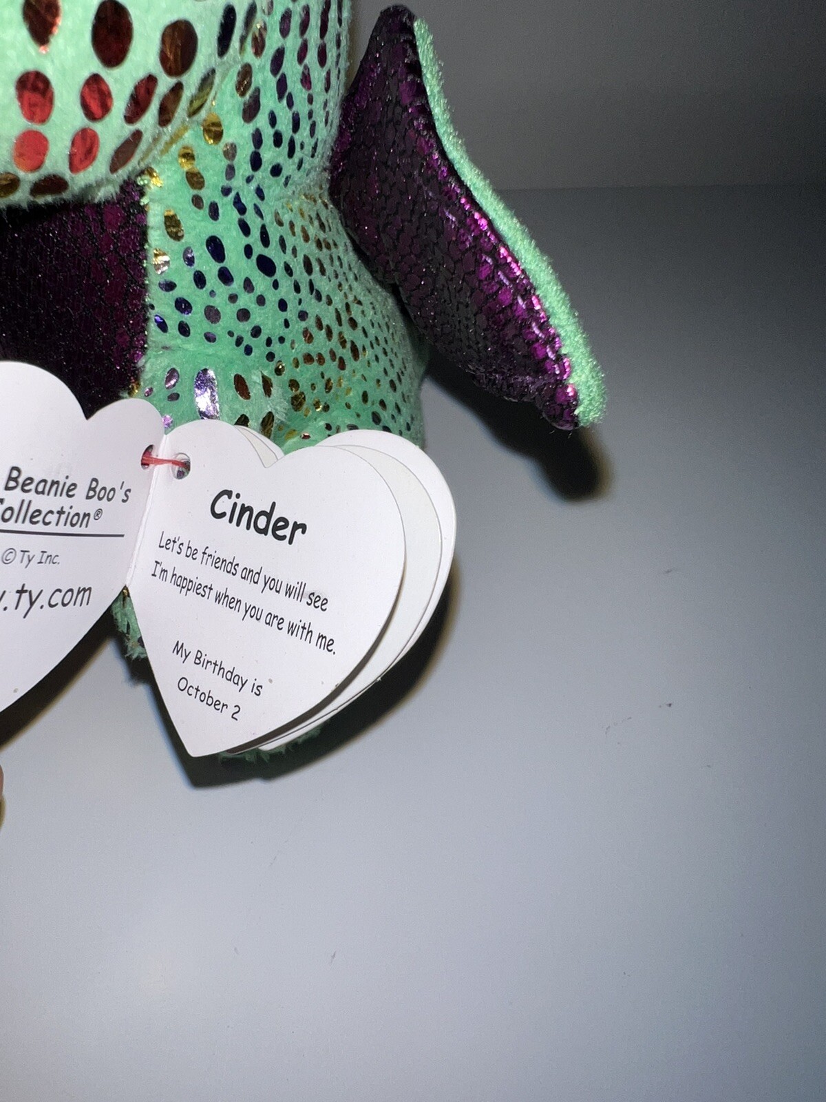 Ty Beanie Boo Cinder The Dragon Toy Plush 15cm/ 6in - Brand New With ...