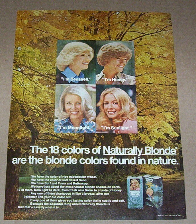 1975 print ad -Clairol Naturally Blonde hair color Pretty Girls ...