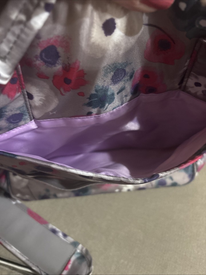 Lug Mini Puddle Jumper Gray Pink Teal Floral Convertible Shoulder ...
