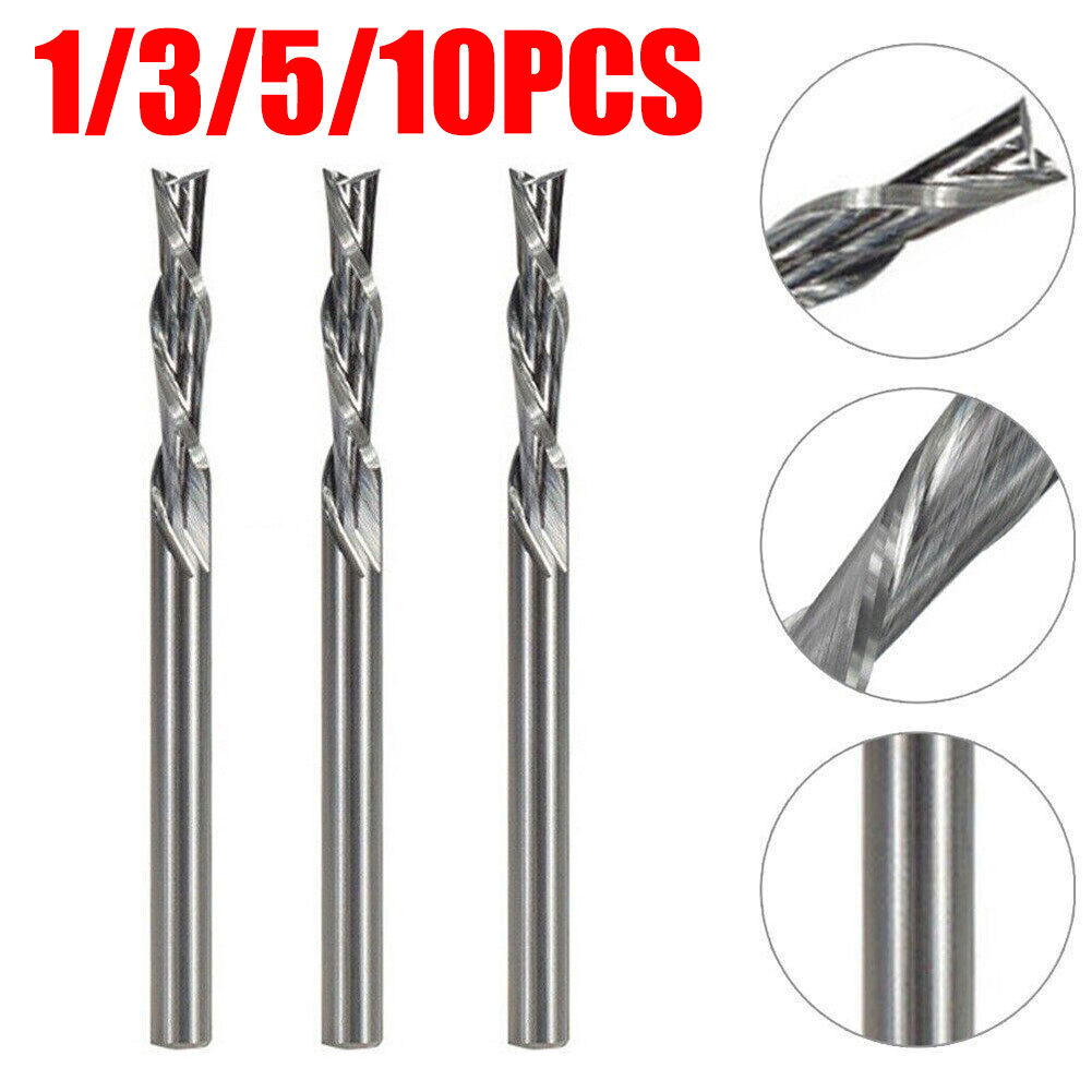 1/8" Shank 2 Flutes Solid Carbide Down cut Spiral End Mill CNC Router ...