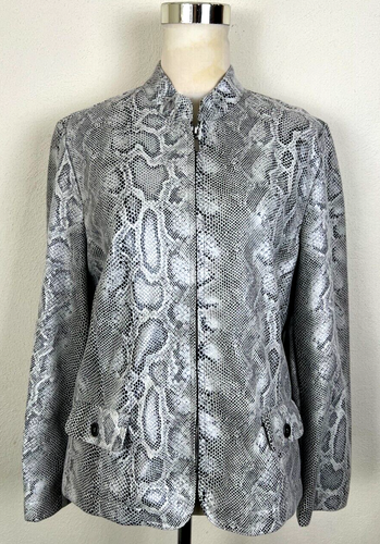 Womens ALFRED DUNNER Snake Skin Jacket Silver/Gray/White Size 16P | eBay