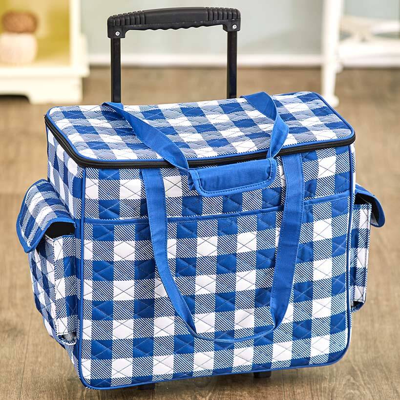 Rolling Sewing Machine Tote Craft Yarn Storage Cart Portable Bag Case ...