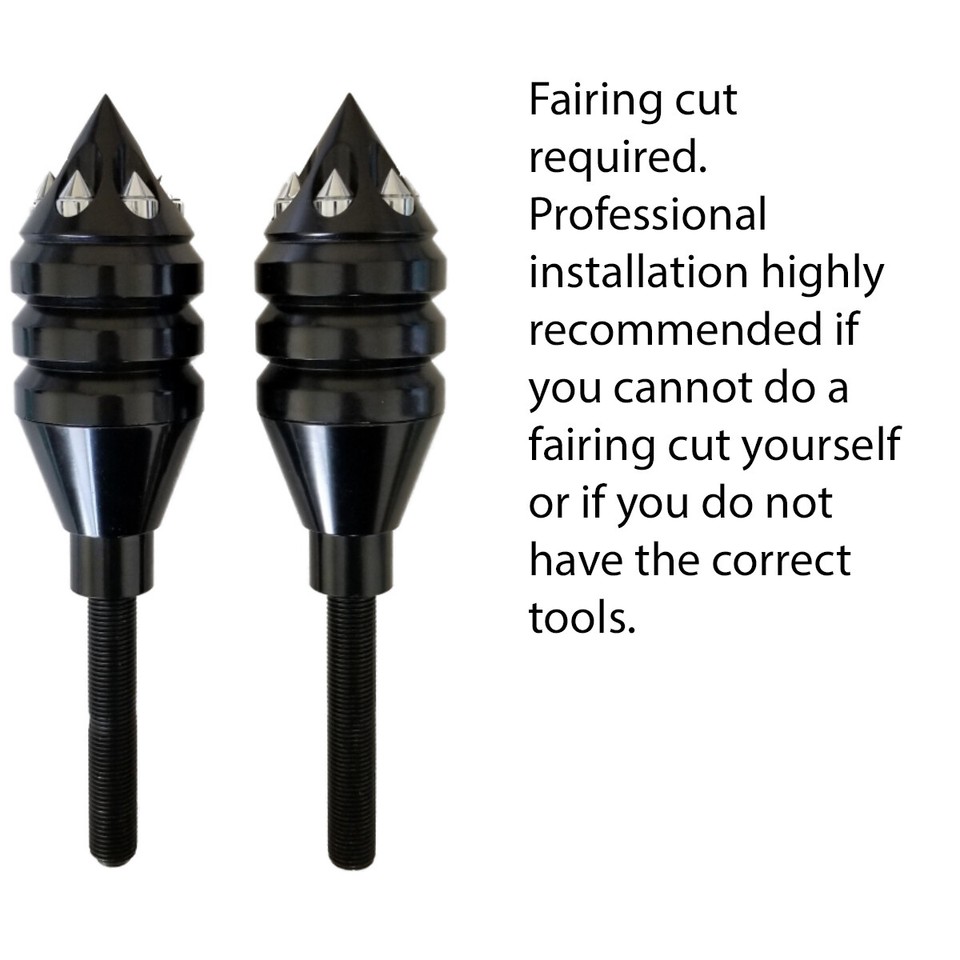 Hayabusa Black and Chrome Spike Spiked Frame Sliders Suzuki with ...