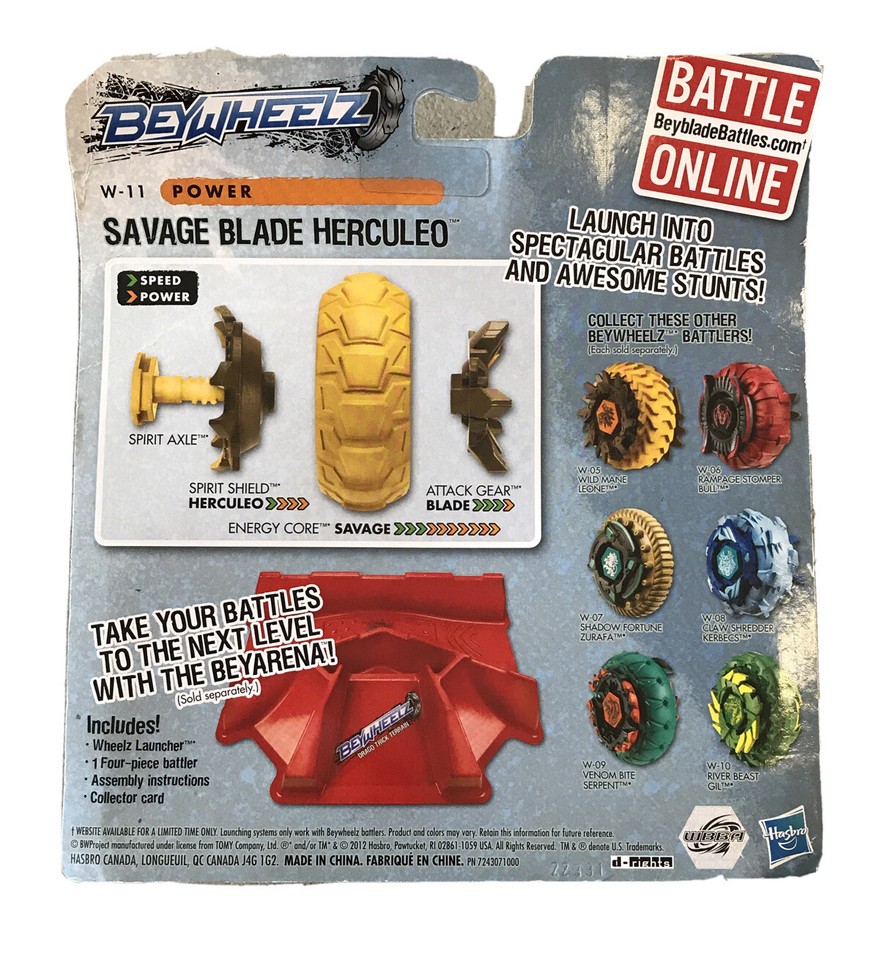 Beyblade Beywheelz W-11 Savage Blade Herculeo Hasbro 2012 Battle Toy ...