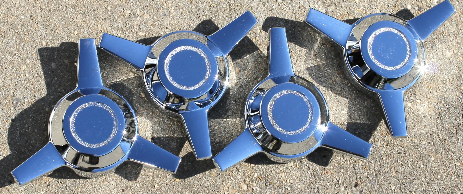 NEW Set of 4 TRU-SPOKE Chrome Wheel 3 Bar Spinner Center Cap Cragar ...