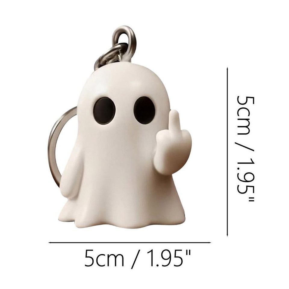 HALLOWEEN Middle finger Ghost Figure Funny Ghost Statue Keychain ...
