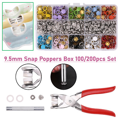 9.5mm Prong Pliers Ring Press Studs Snap Popper Fasteners Buttons DIY ...