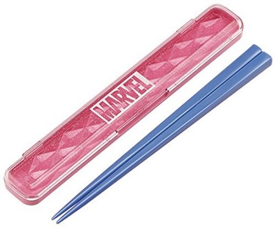Skater chopsticks case set diamond cut chopsticks set pink MARVEL logo ...