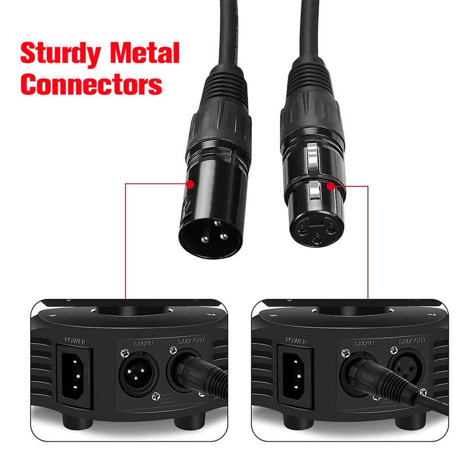3 x 3M High Quality DMX Lighting Control XLR Cable Leads DJ Light Stage ...