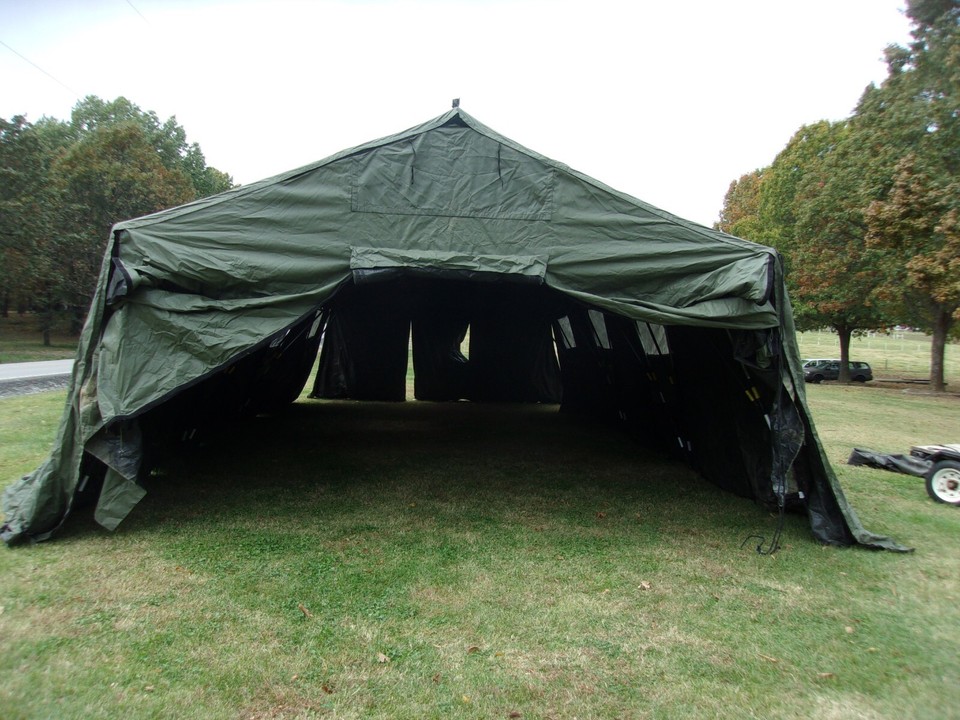 MILITARY TENT BASE- X 307 GREEN EASY UP 18' x 35' GARAGE HUNTING ...