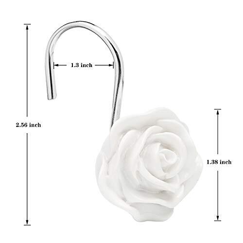 Shower Curtain Hooks 12 Pcs Anti Rust Bathroom Curtain Hooks Decorative ...