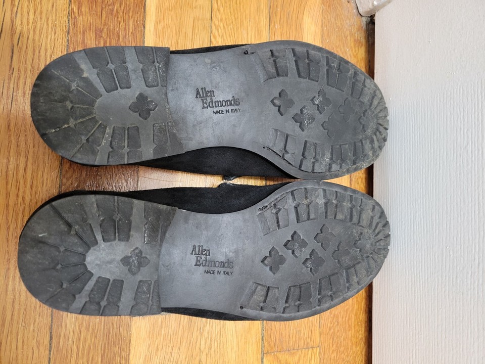 Allen Edmonds Lucca Black Suede Horsebit Loafers 9D Italian Made Rubber ...