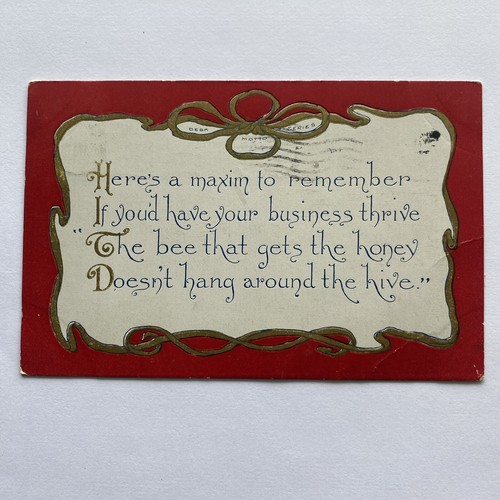 Desk Motto Poem Postcard Posted 1909 Work Ethics | eBay