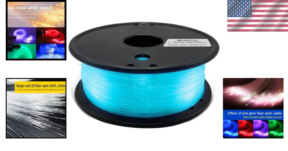 Colorful Fiber Optic Lights Cable for Custom Starry Sky Effect - 656ft ...