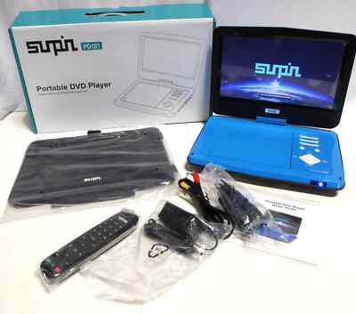 Sunpin PD101 Portable DVD player 11.5" Blue Swivel Screen rechargeable ...
