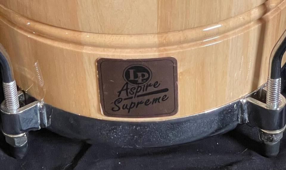 LP Latin Percussion Aspire Signature Bongo Drums Natural Wood Chrome ...
