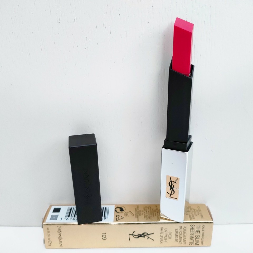 1x YSL Rouge Pur Couture THE SLIM Sheer Matte Lipstick, #109 Rose ...
