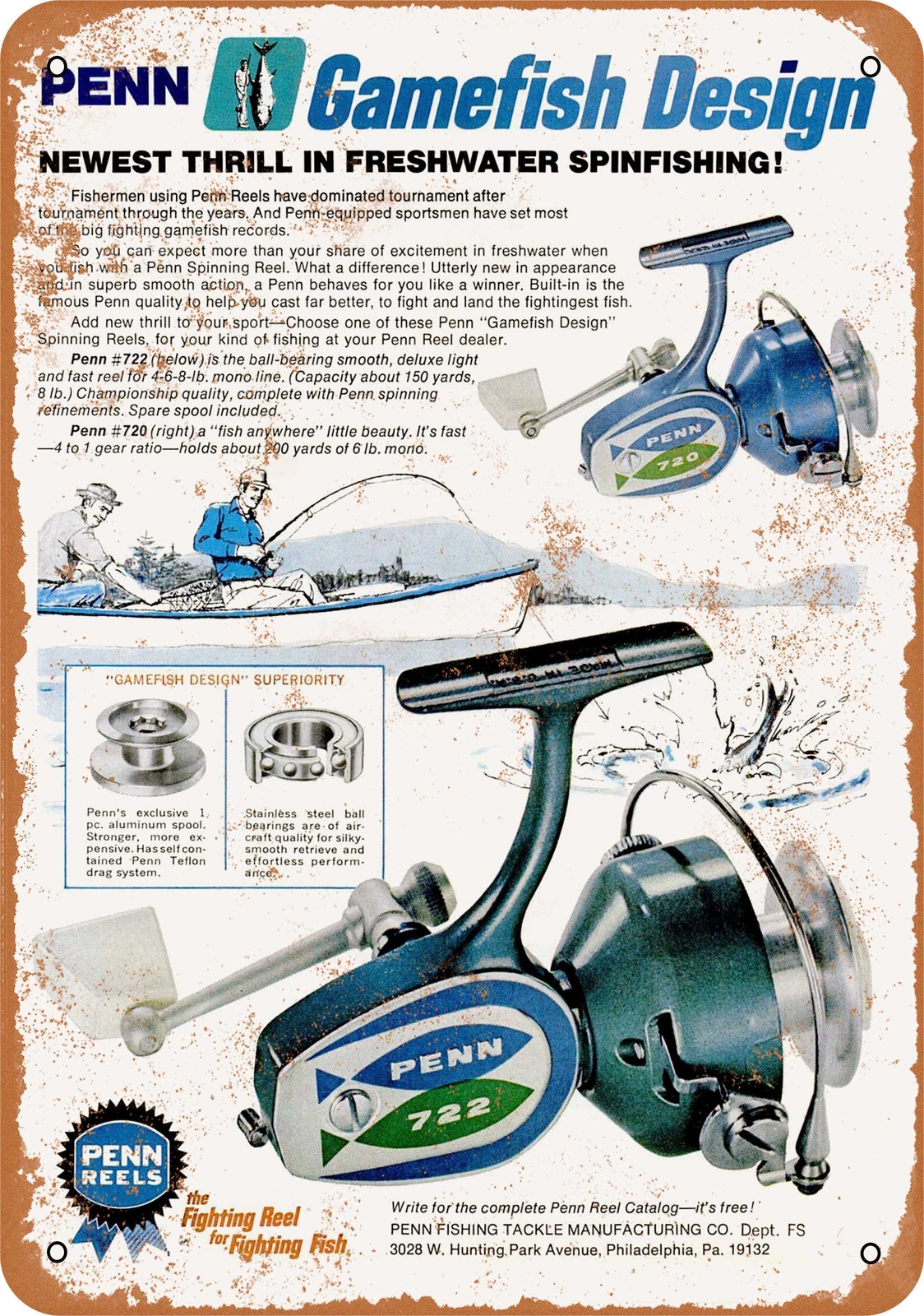 METAL SIGN - 1971 Penn Fishing Reels - Vintage Look Reproduction | eBay