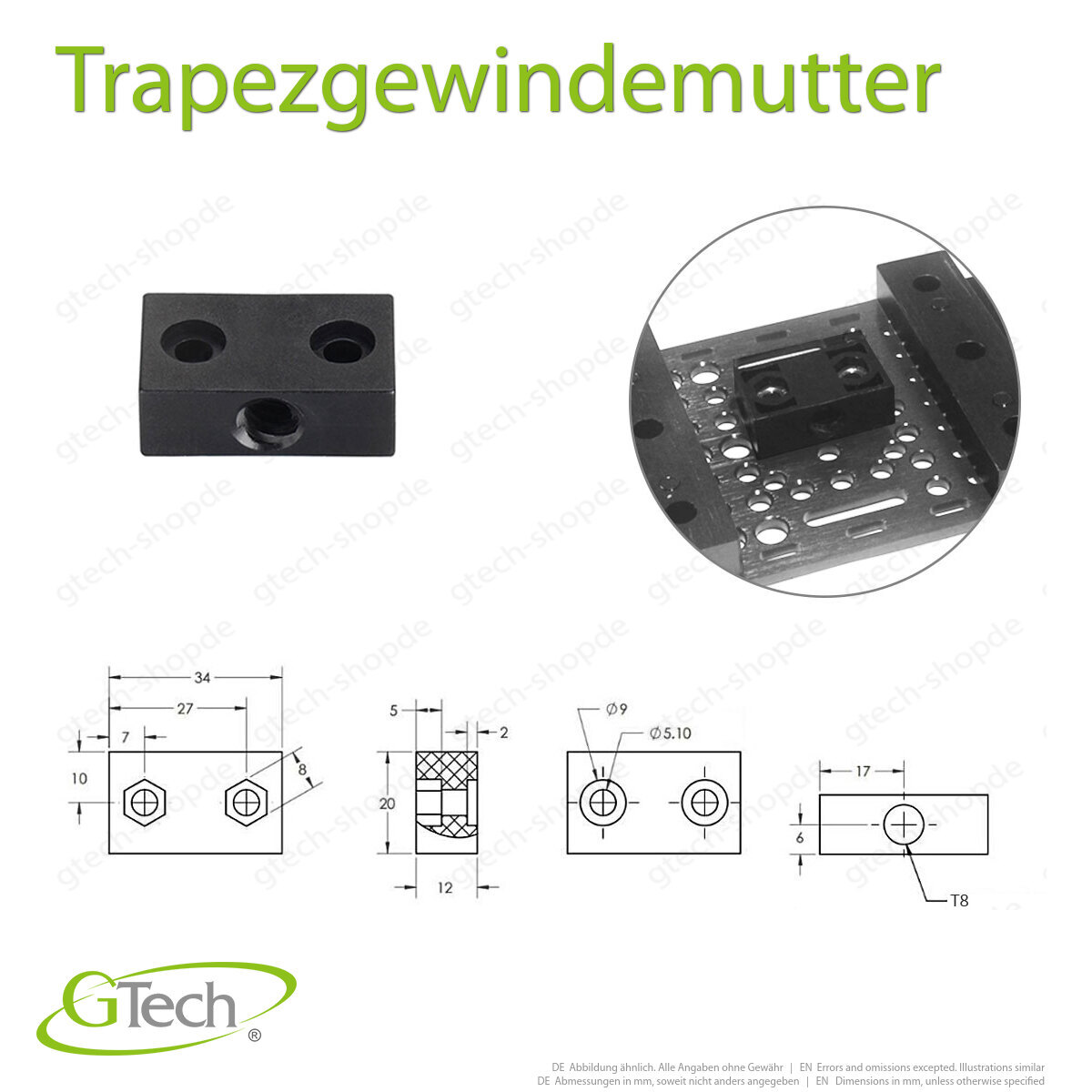 Trapezgewindemutter T3.5 T4 T5 T6 T8 Spindelmutter Messing/POM Z-Achse ...