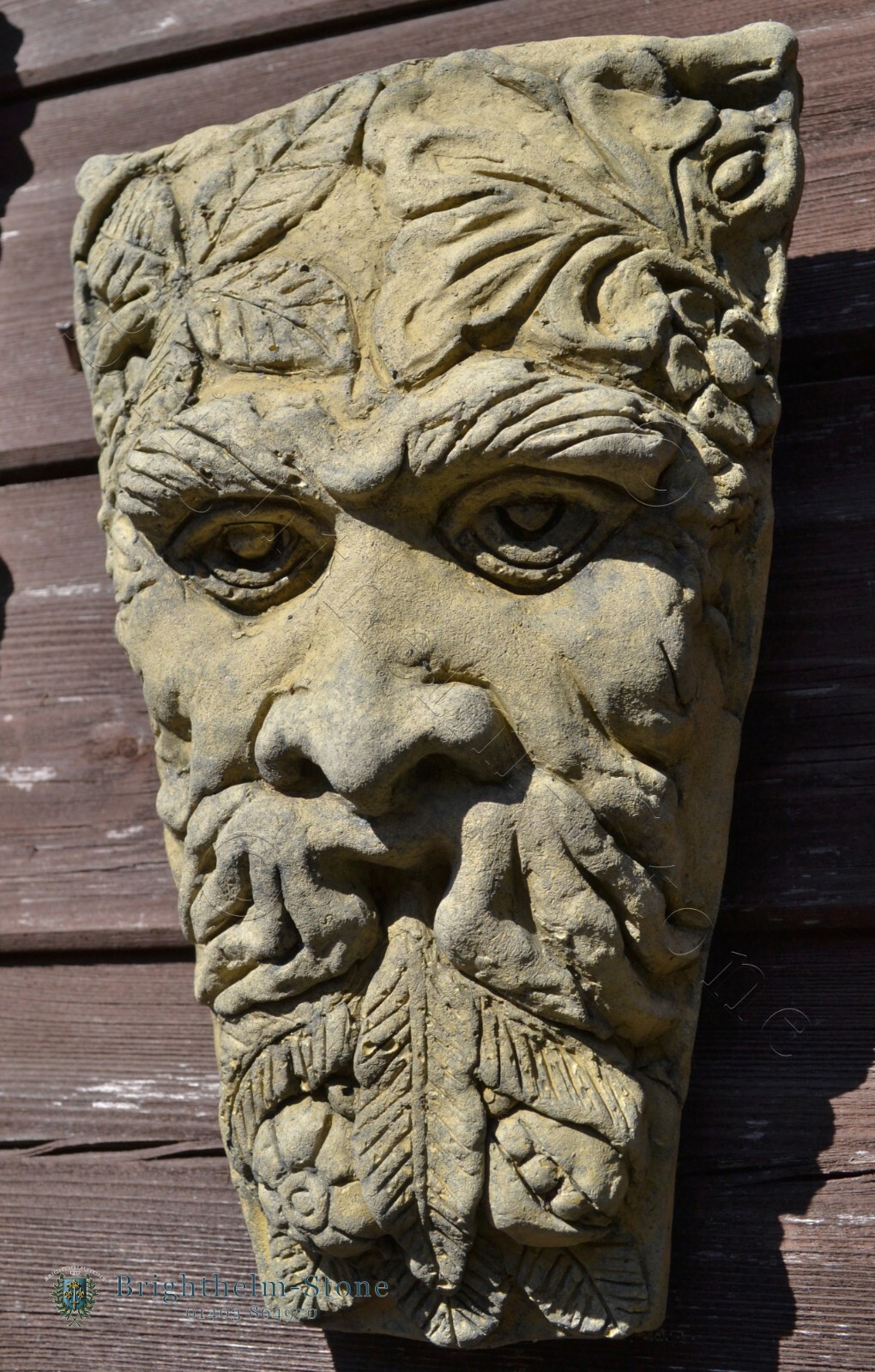 Celtic set 3 green man decorative STONE wall plaques garden ornaments ...
