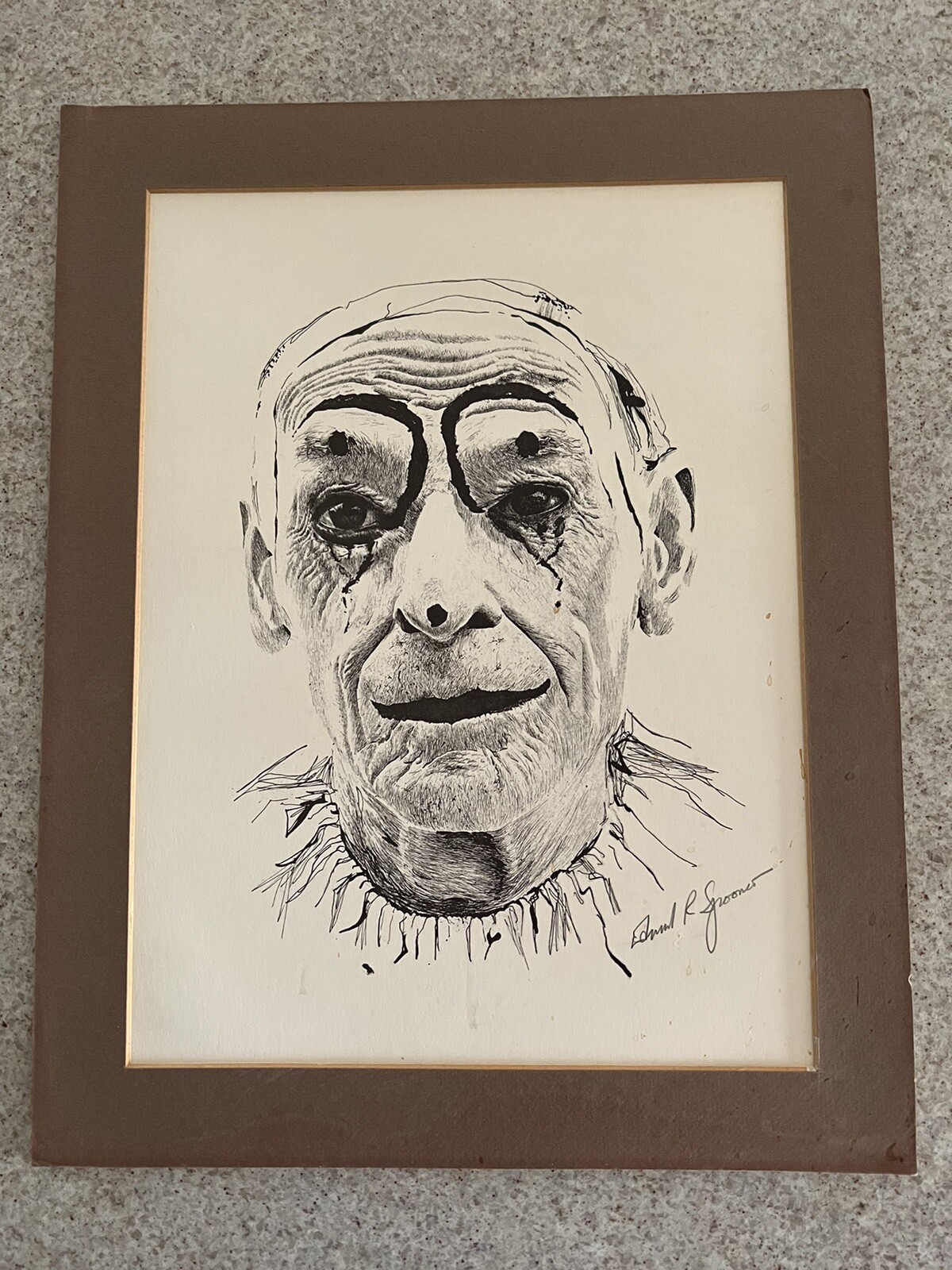 Edmund R. Spooner Ink Drawing Of A Man's Face ( 10' X 13.5") | eBay