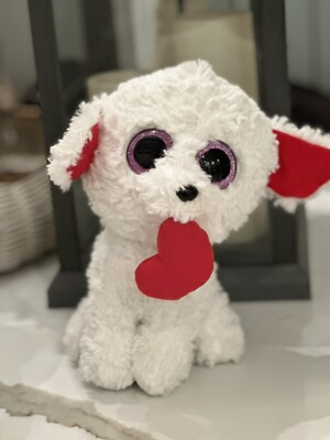 TY HONEY BUN DOG W/ HEART 6” BEANIE BOOS-GREAT FOR VALENTINES DAY | eBay