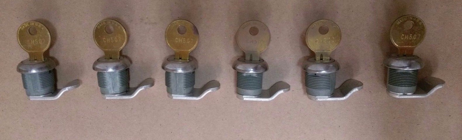 (LOT OF 6) 7/8" KEY #CH507 W/ LOCK FOR USE ON (TOOLBOXES,MAILBOXES ...