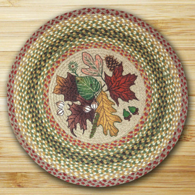 Braided Round Stenciled Painted Area Rug By Earth Rugs. AUTUMN LEAVES ...