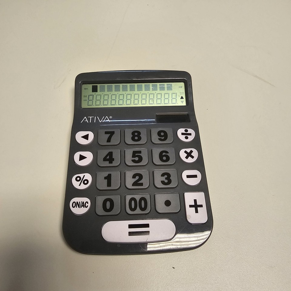 Ativa 12-Digit Desktop Calculator, Silver/Black | eBay